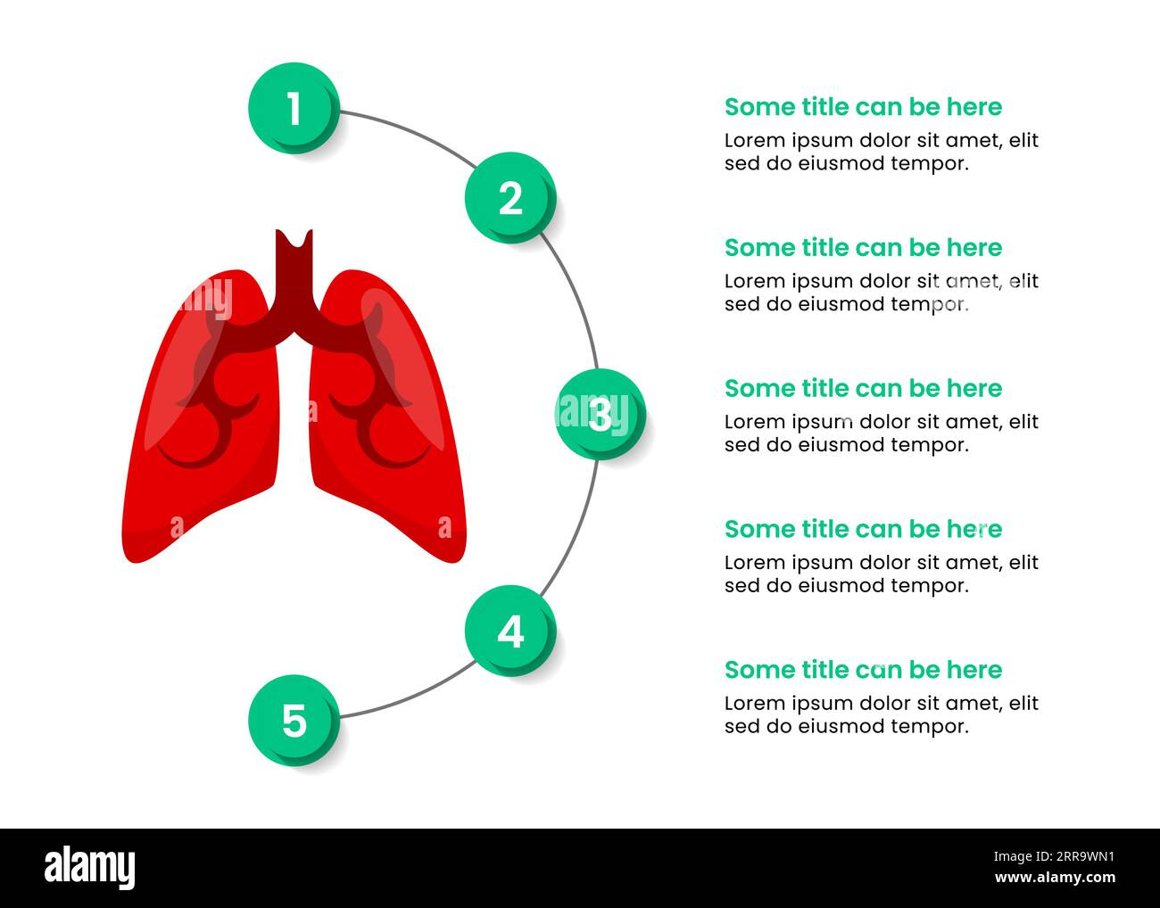 Infographic template with 5 options or steps. Lungs. Can be used for workflow layout, diagram ...