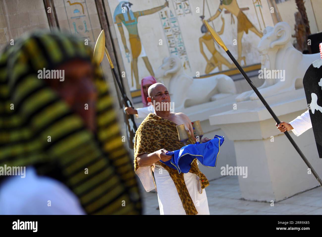 210705 -- GIZA EGYPT, July 5, 2021 -- People wearing pharaonic costumes ...