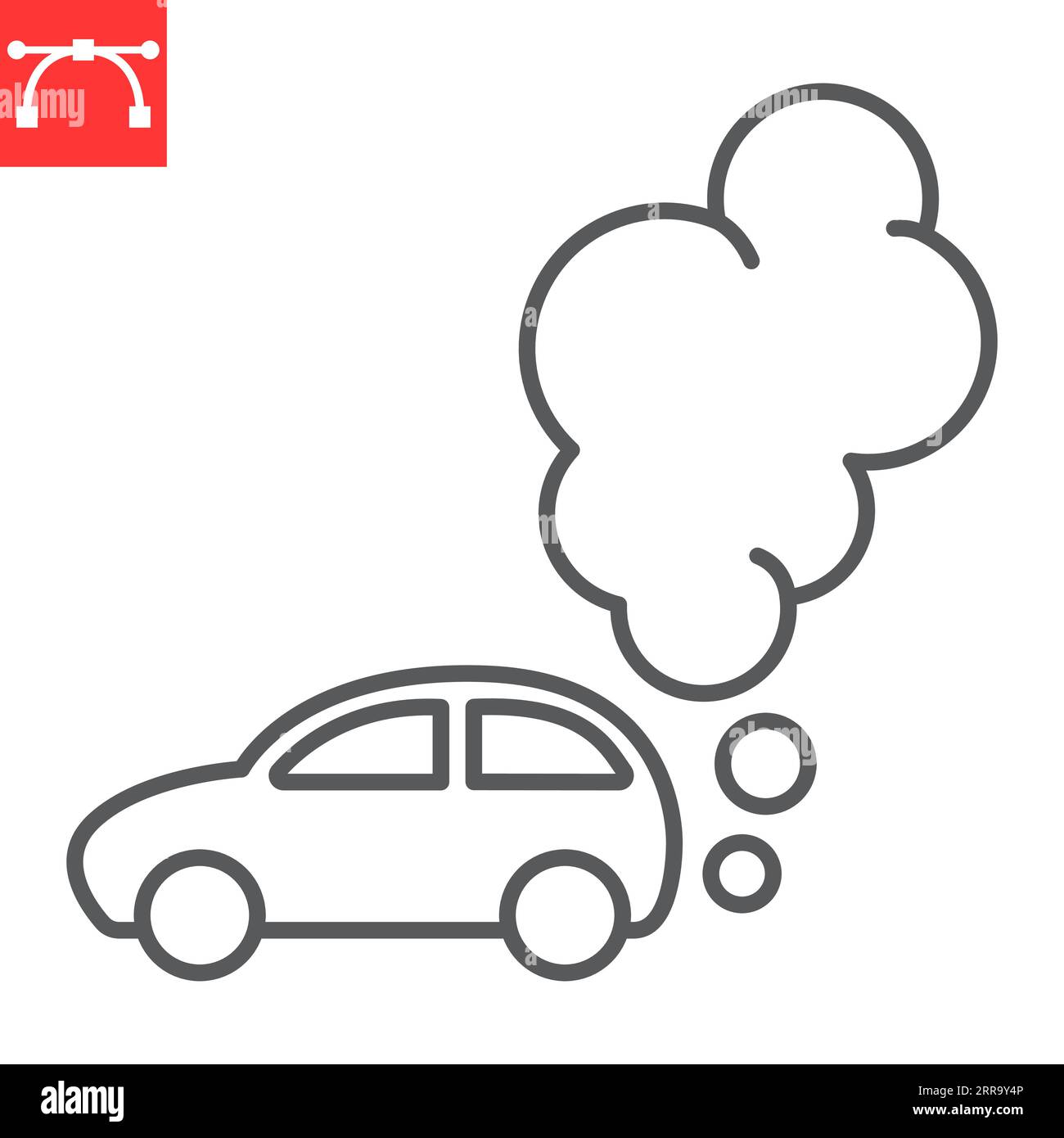 Car pollution line icon, climate change and ecology, Car emitting ...