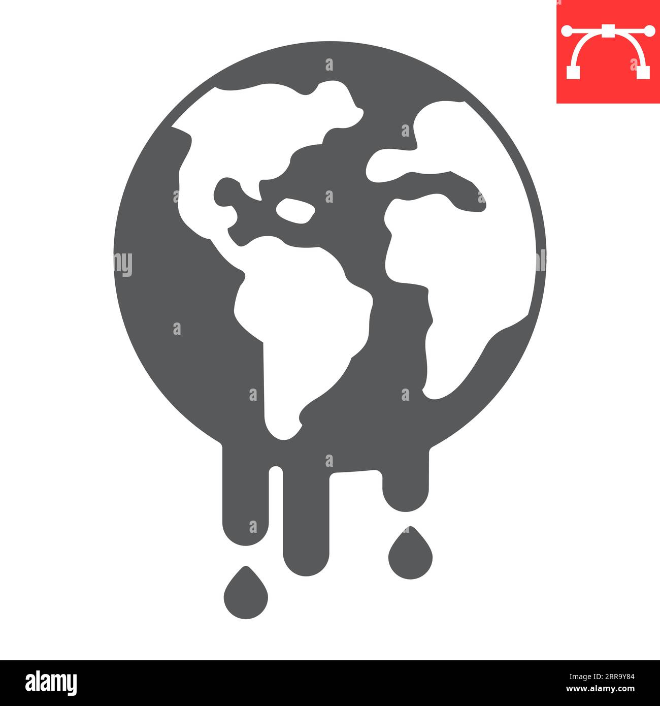 World melting glyph icon, climate change and ecology, global warming ...