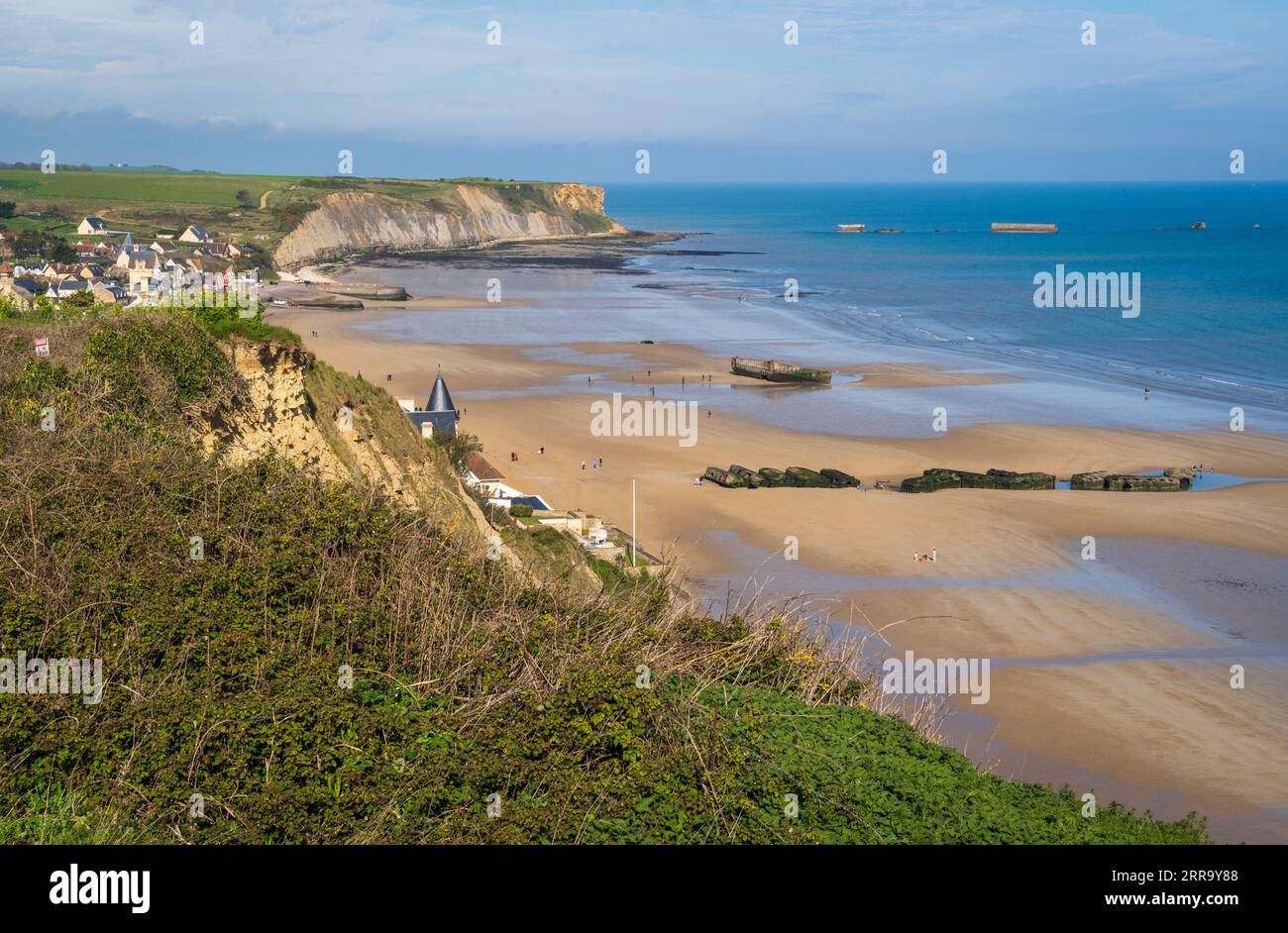 Mulberry Harbour at Arromanches and Omaha Beach, Normandy, France: D ...