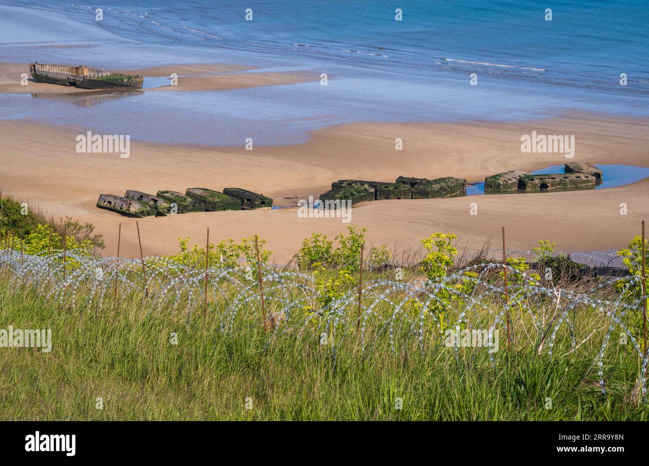 Mulberry Harbour at Arromanches and Omaha Beach, Normandy, France: D ...