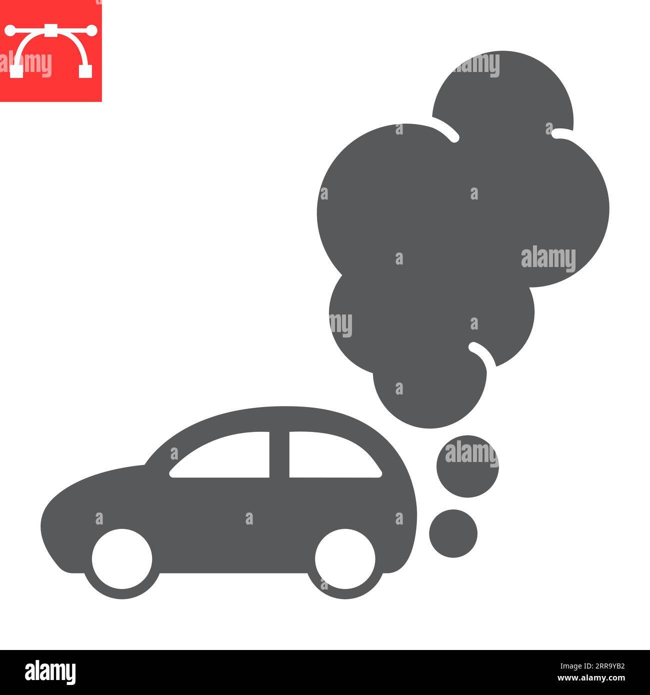 Car pollution glyph icon, climate change and ecology, Car emitting ...