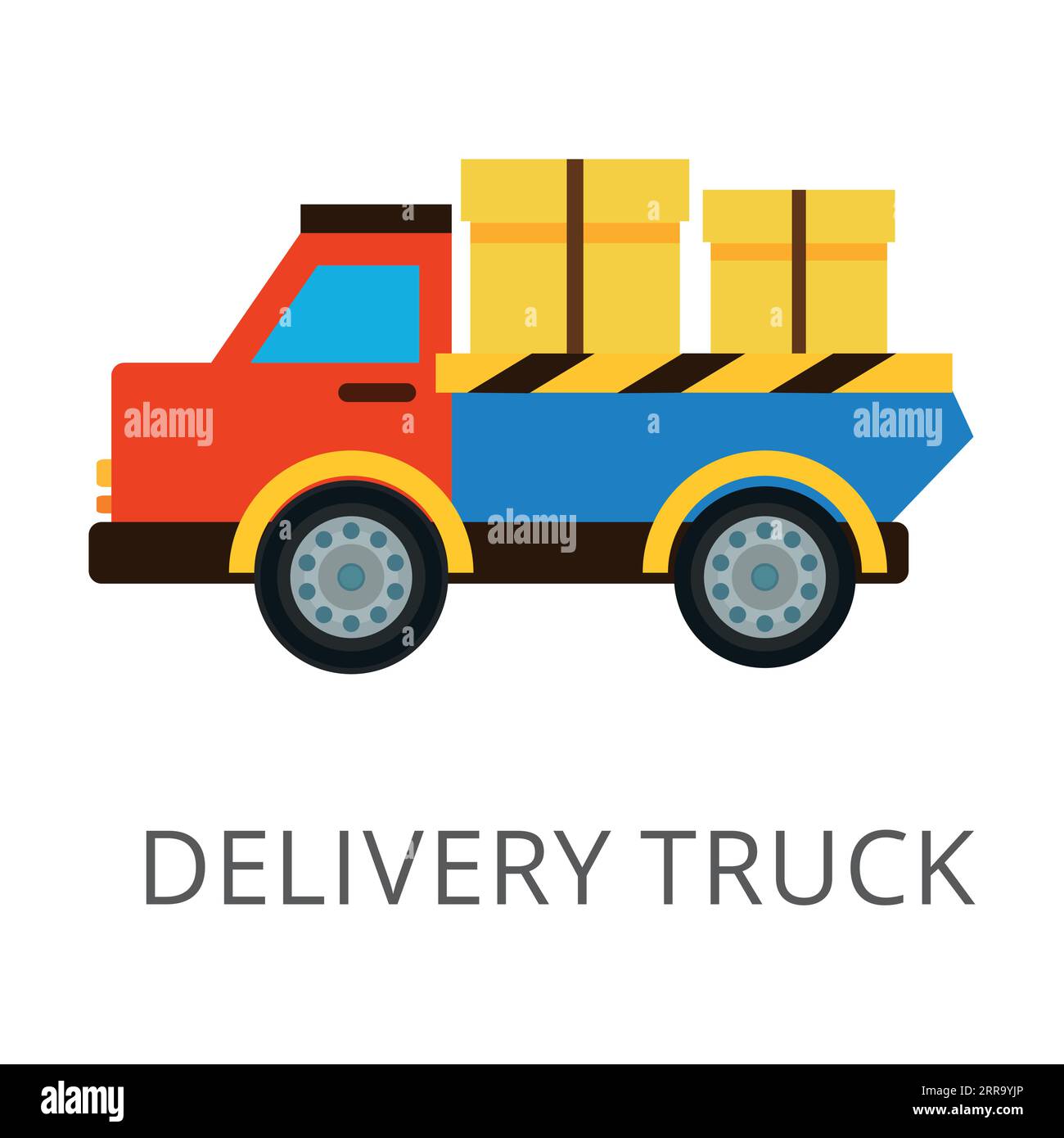 Side view of delivery truck with boxes flat vector icon Stock Vector ...