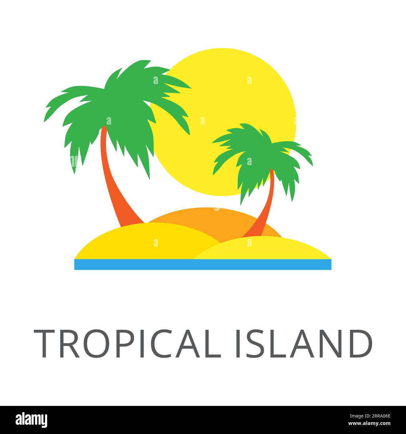 Green palm trees on island symbol flat vector icon Stock Vector Image ...