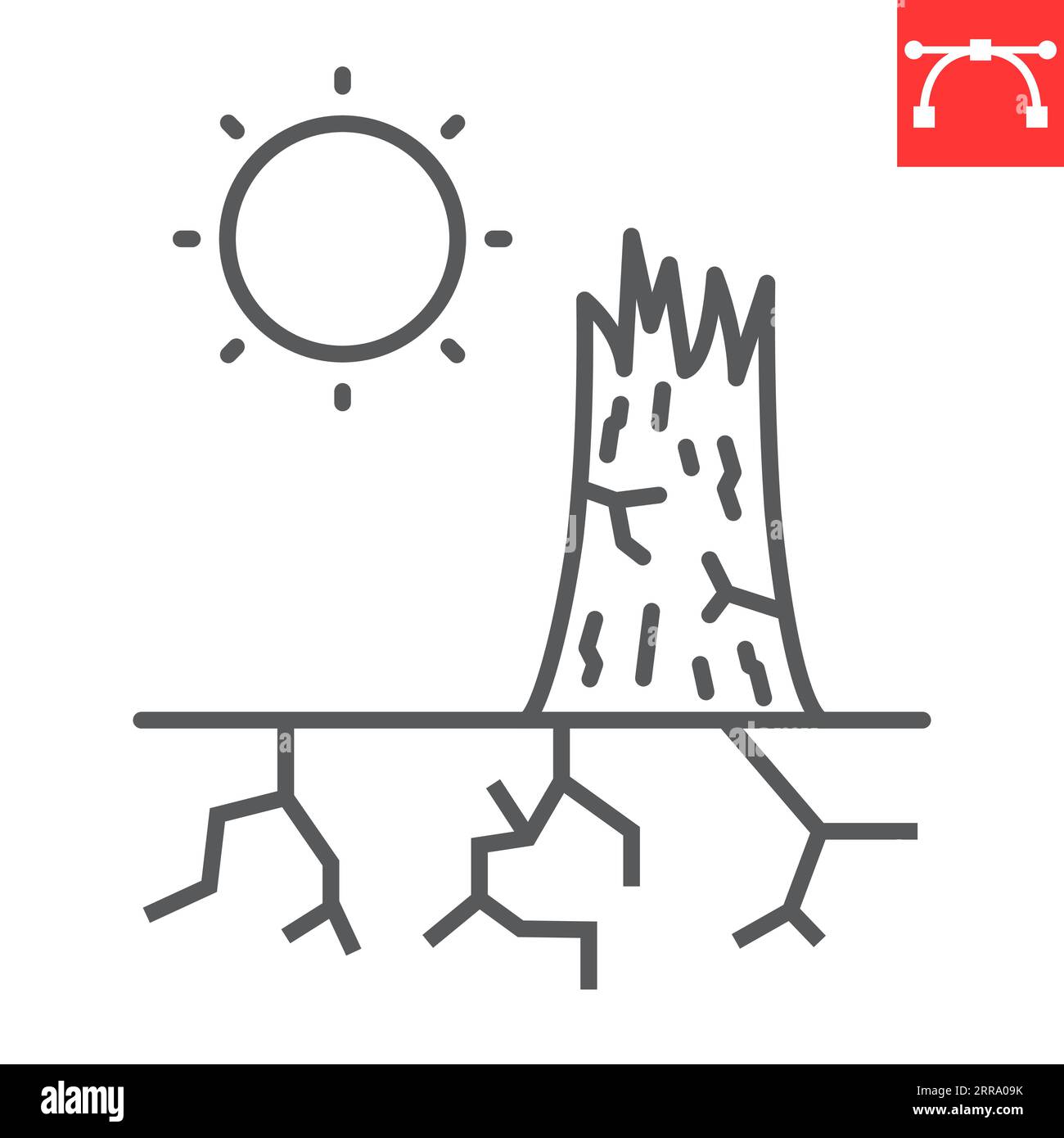 Drought line icon, climate change and ecology, cracked ground vector ...