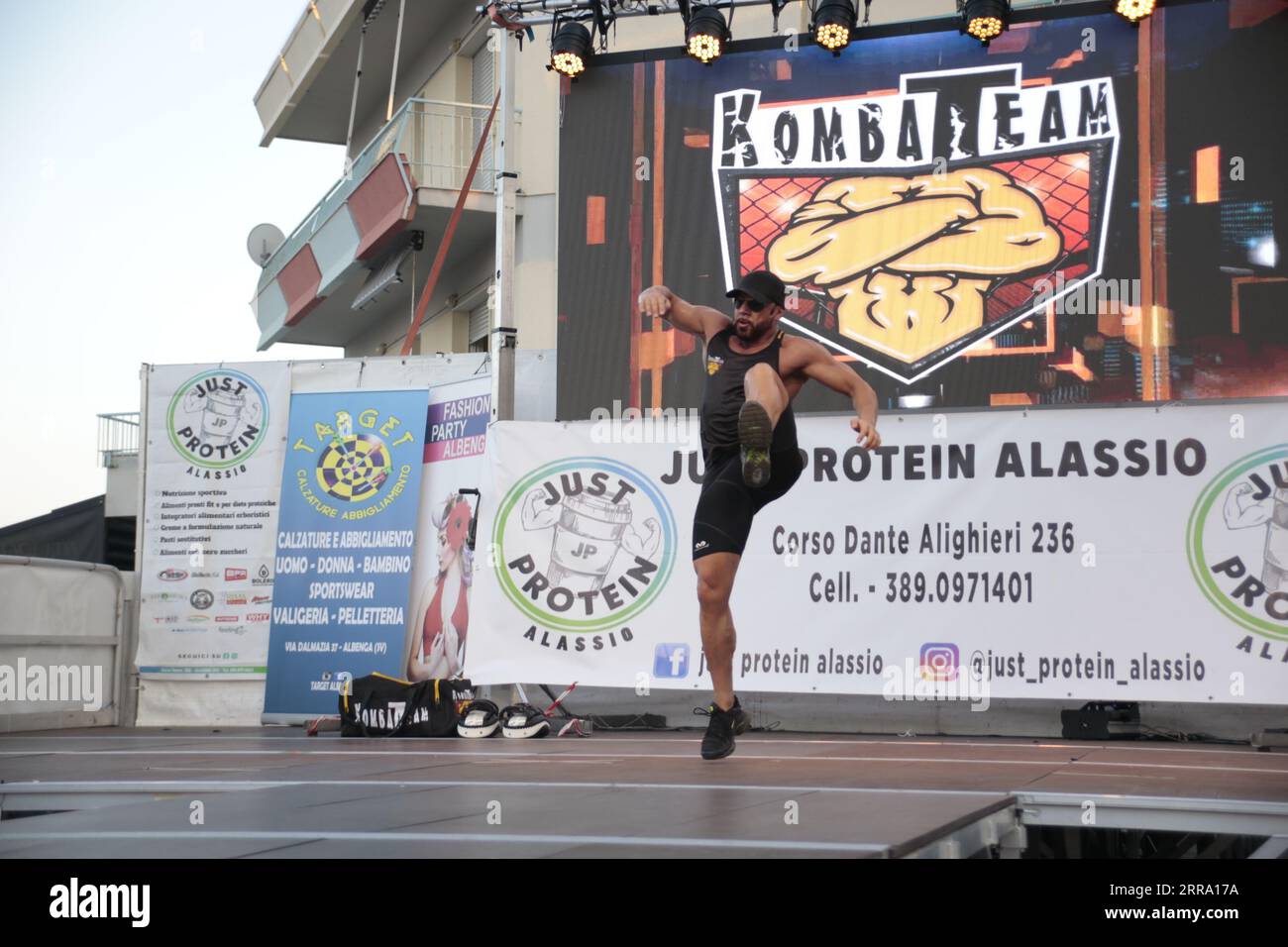 The images depict an animated children's kickboxing class in Italy at a ...
