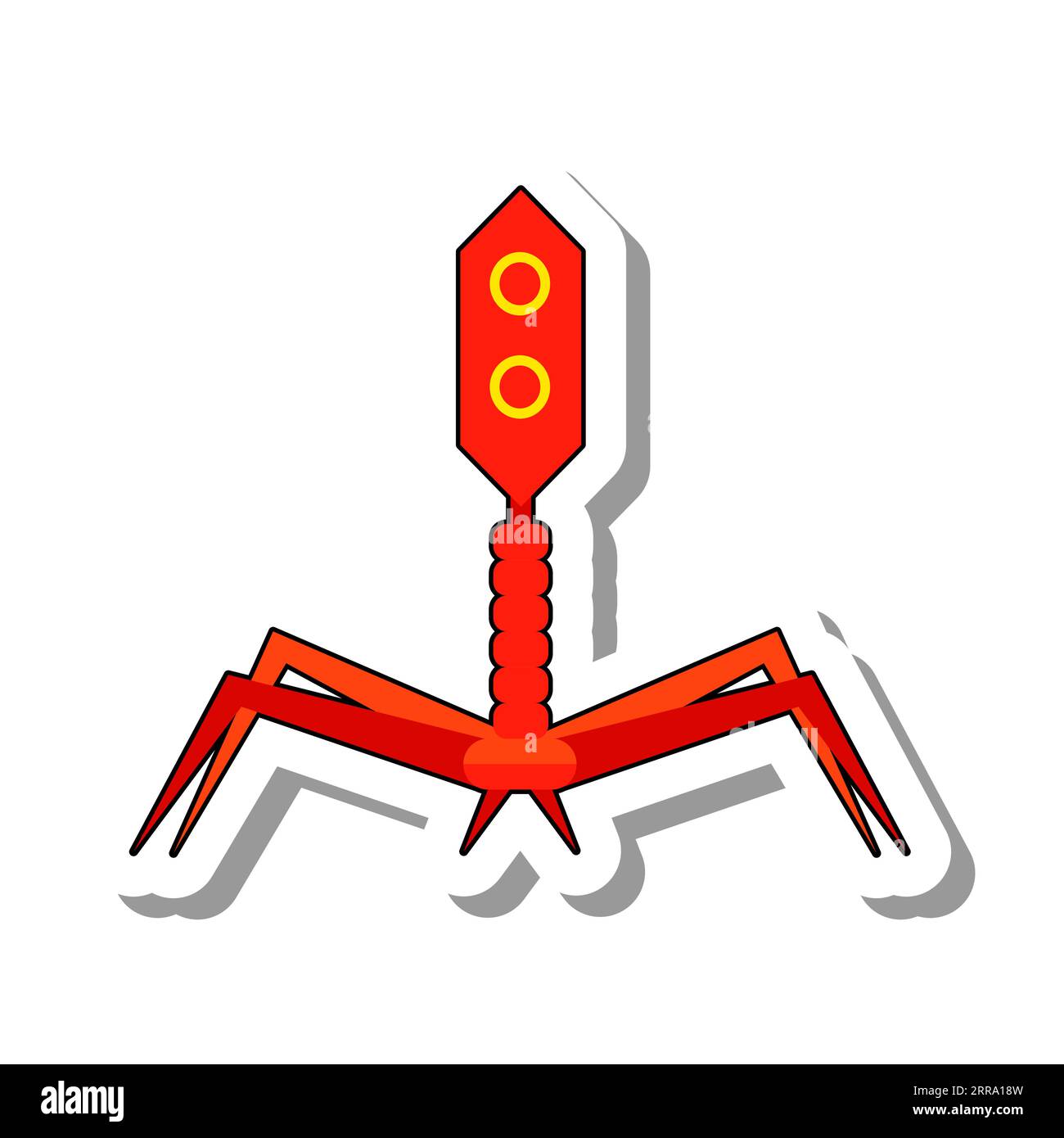 Dangerous virus microorganism flat paper sticker icon Stock Vector ...