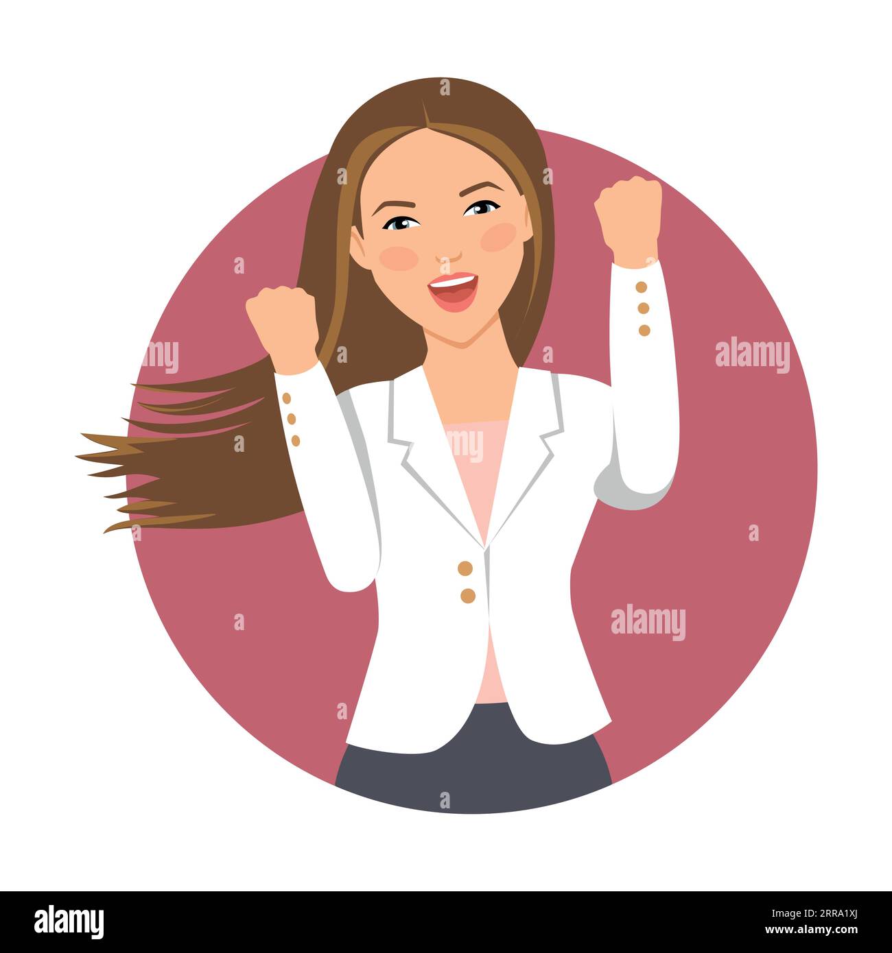 Excited young girl raising hands up Stock Vector Image & Art - Alamy