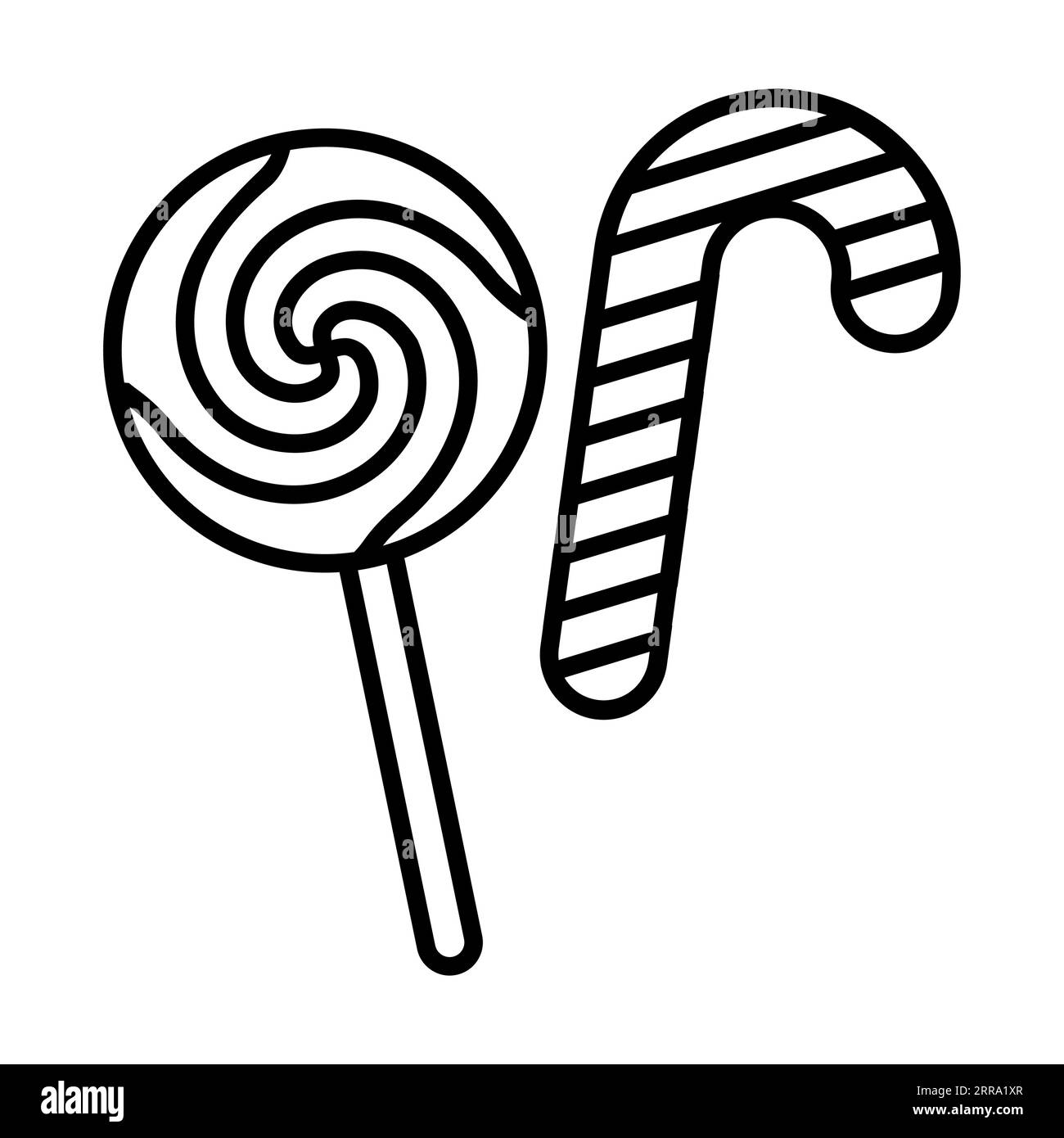 Festive Sweet Candy And Lollipop Thin Line Food Pictogram Symbol Simple Black And White Vector
