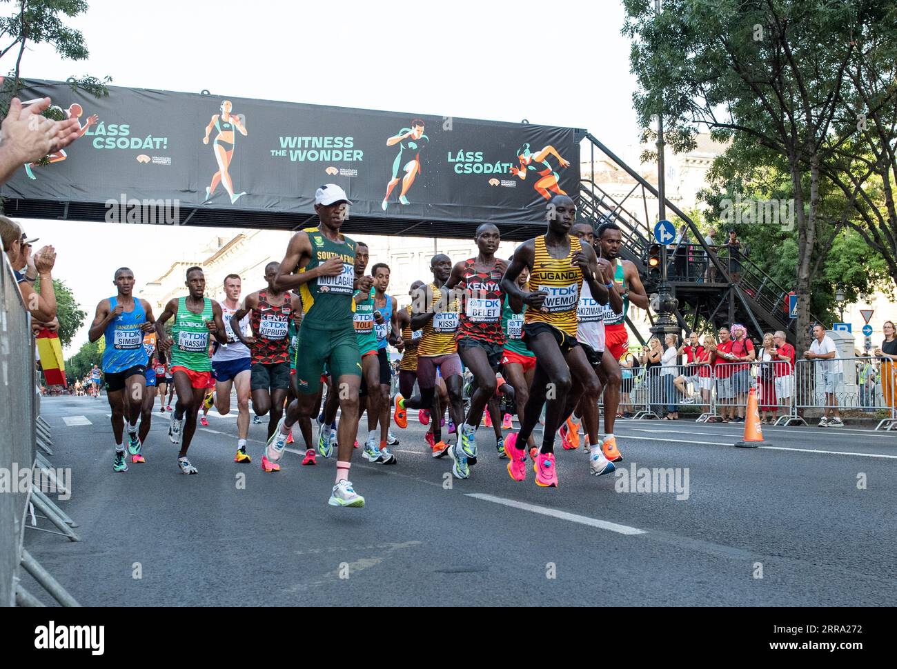 Andrew Rotich Kwemoi of Uganda competing in the men’s marathon on day 9 ...