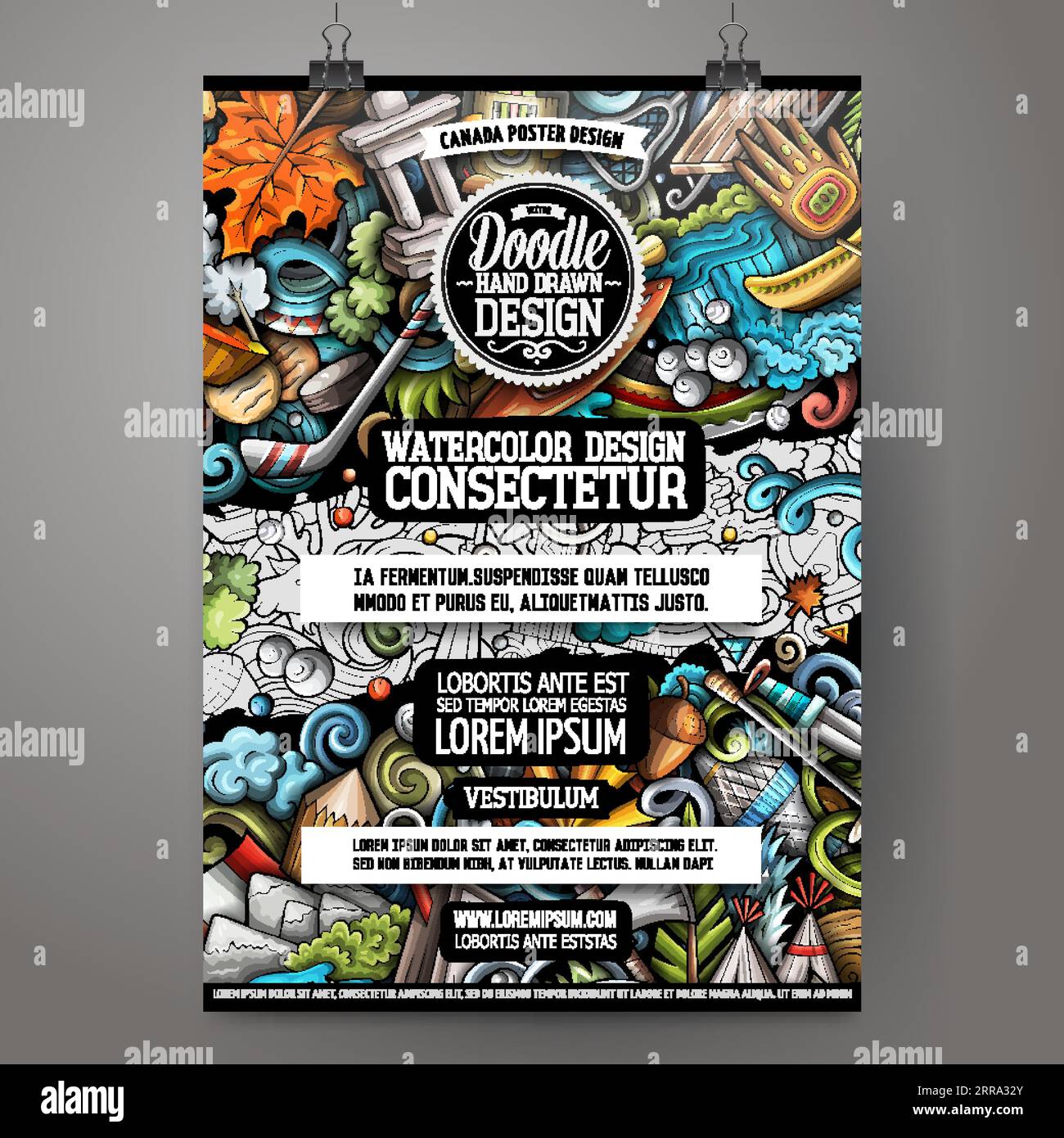 Cartoon vector doodle Canada poster template. Corporate identity for ...
