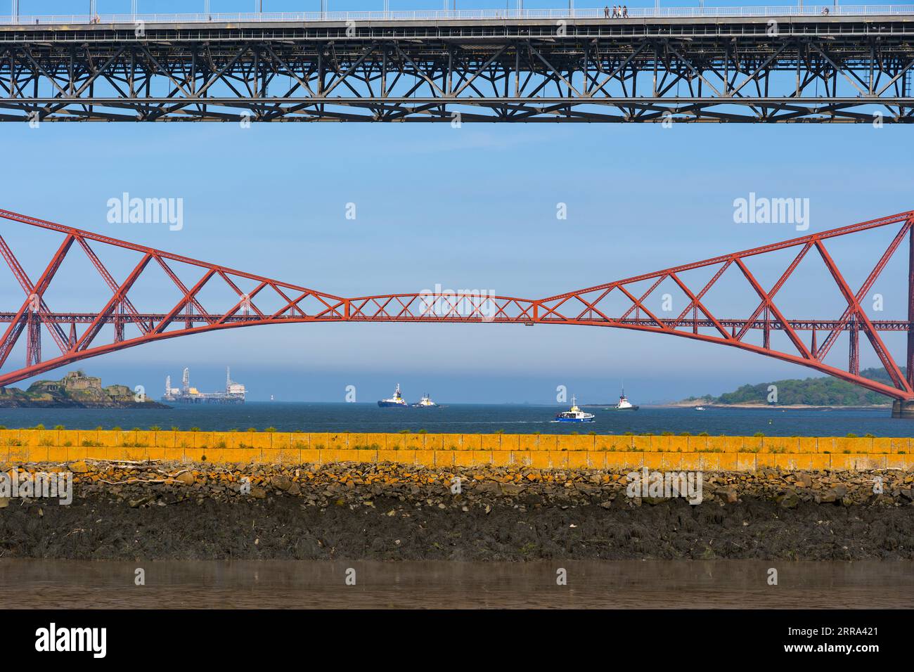 Spans of Forth Road Bridge and Forth Bridge across the Firth of Forth ...