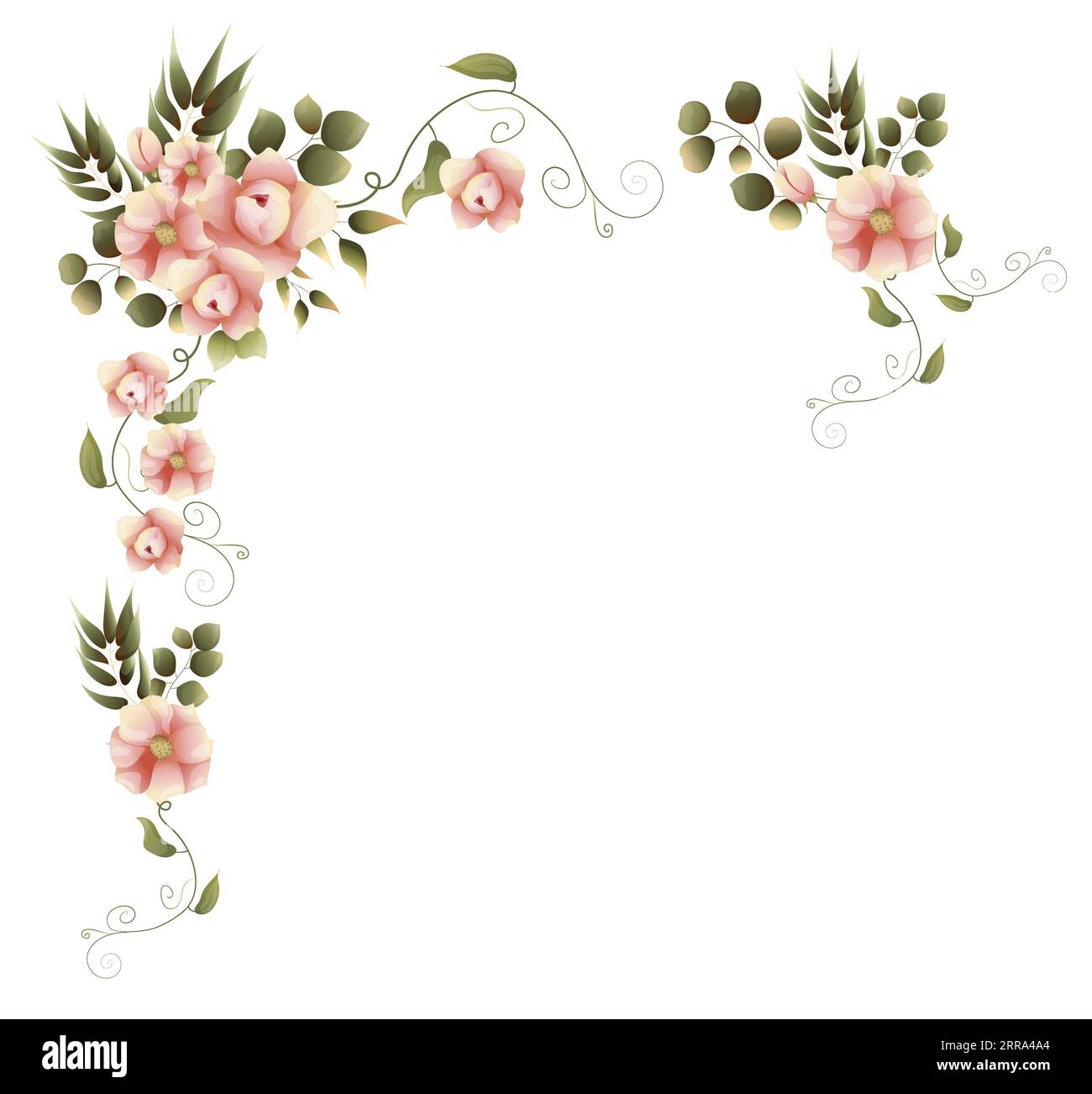 Wedding ceremony frame with peony flowers and leaves illustration ...