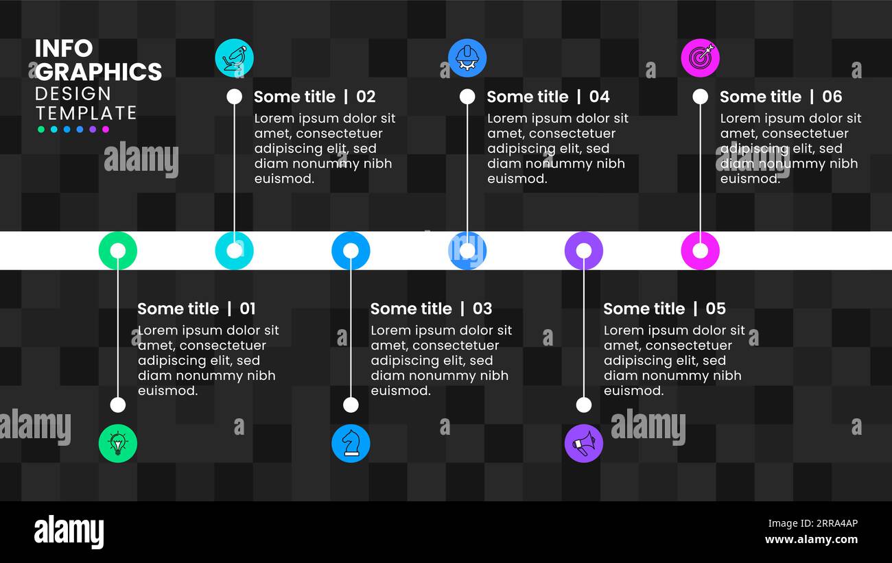 Infographic template with icons and 6 options or steps. Dark line. Can ...