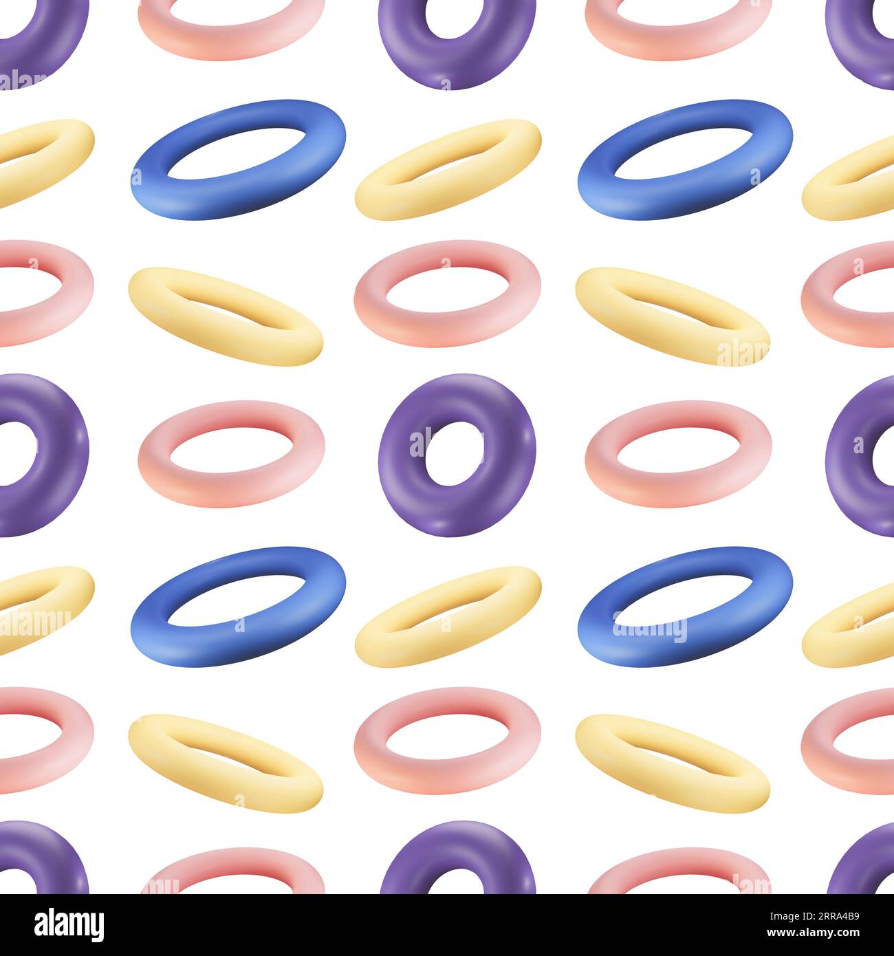 3d object seamless pattern, abstract geometric donut object repeat ...