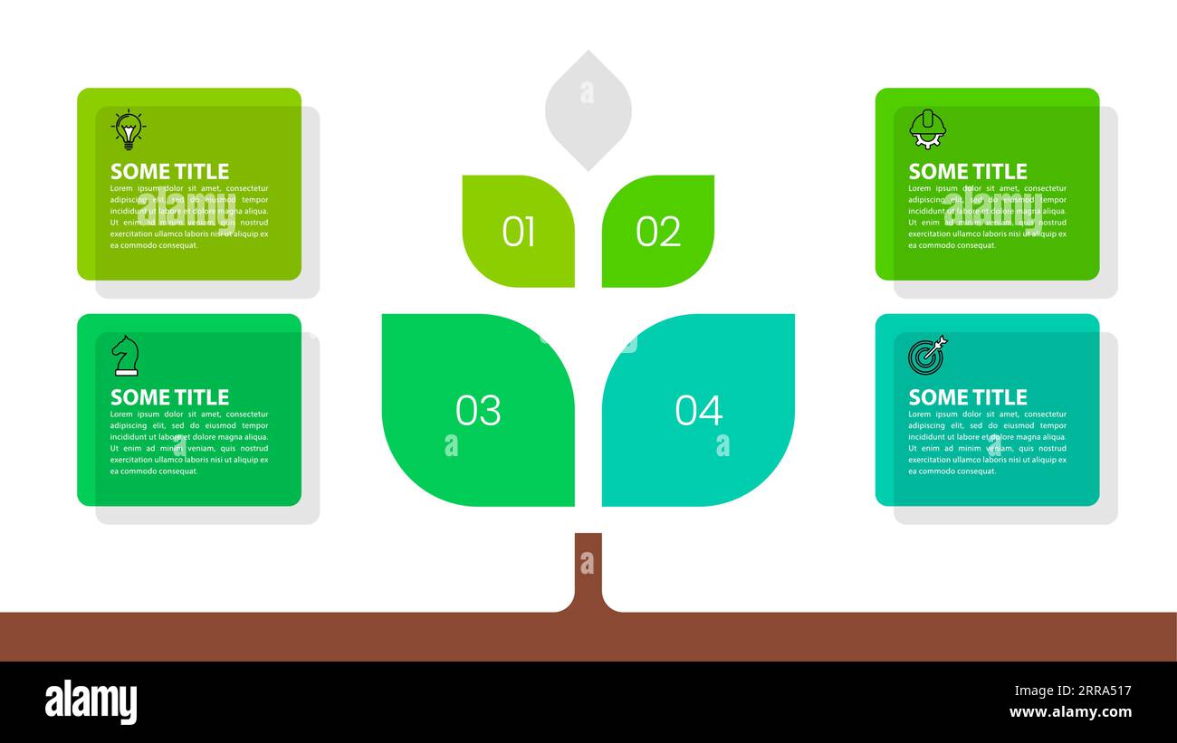 Infographic template with icons and 4 options or steps. Green tree. Can ...