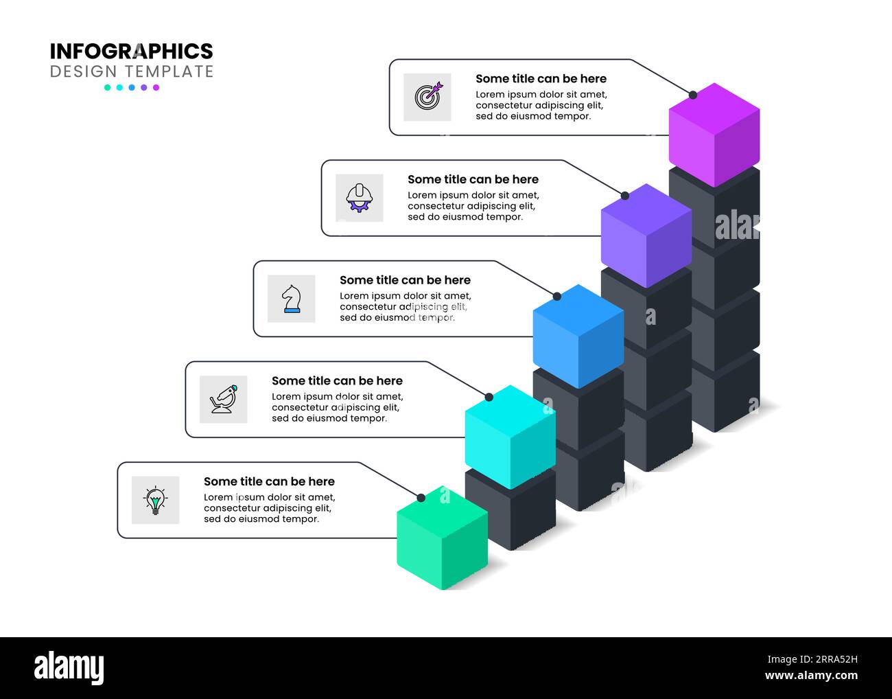Infographic template with icons and 5 options or steps. Isometric graph. Can be used for ...