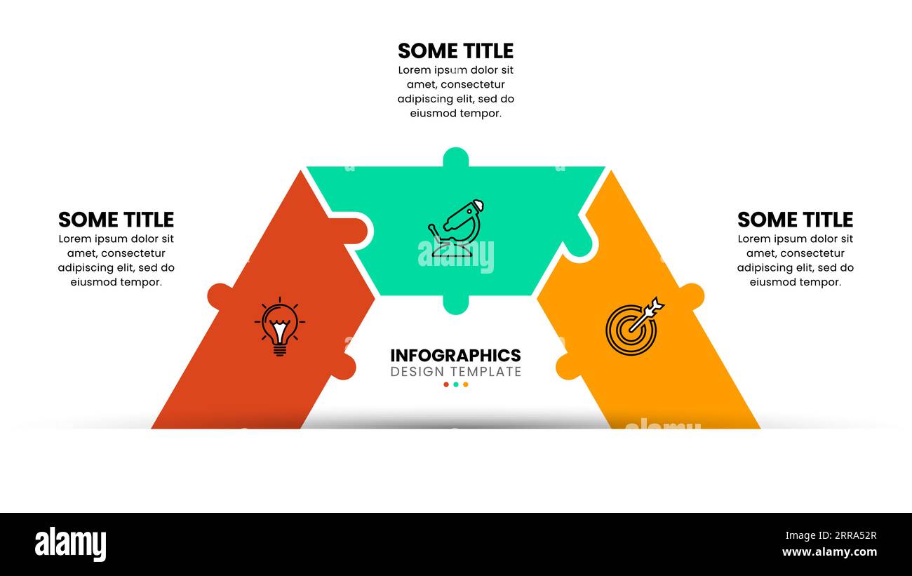 Infographic template with icons and 3 options or steps. Puzzle. Can be ...