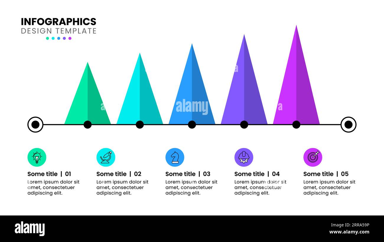 Infographic template with icons and 5 options or steps. Triangular ...