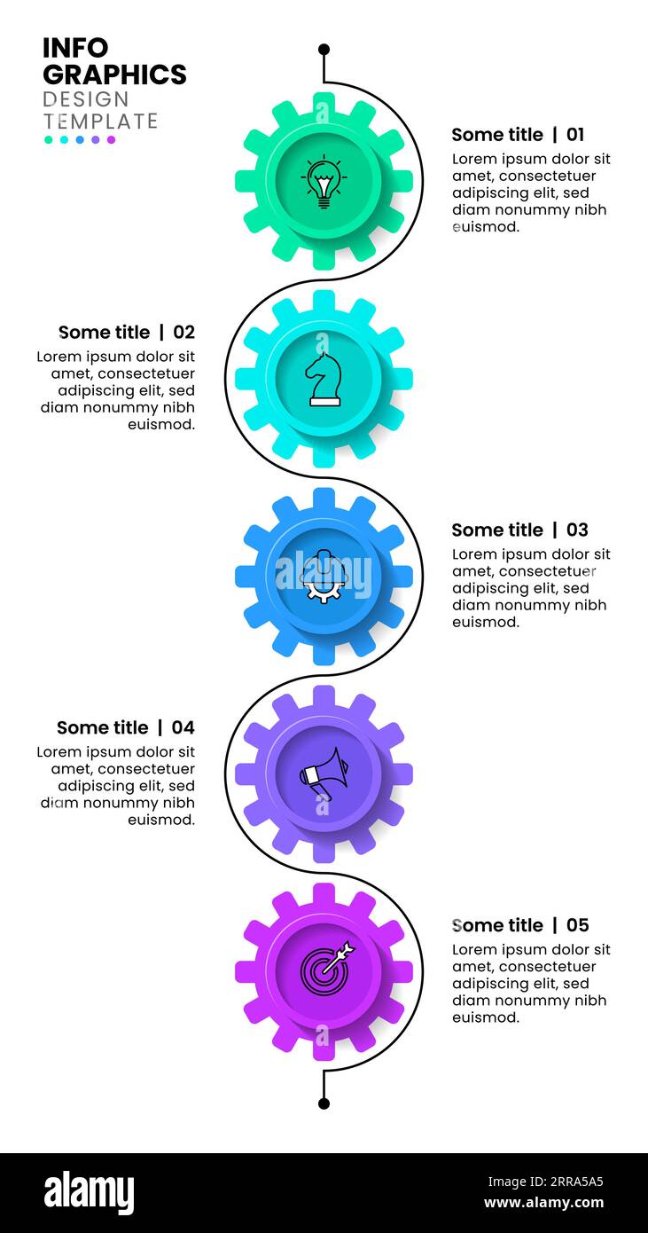 Infographic template with icons and 5 options or steps. Vertical line ...