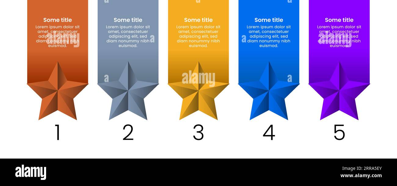 Infographic template with 5 options or steps. Star. Can be used for ...