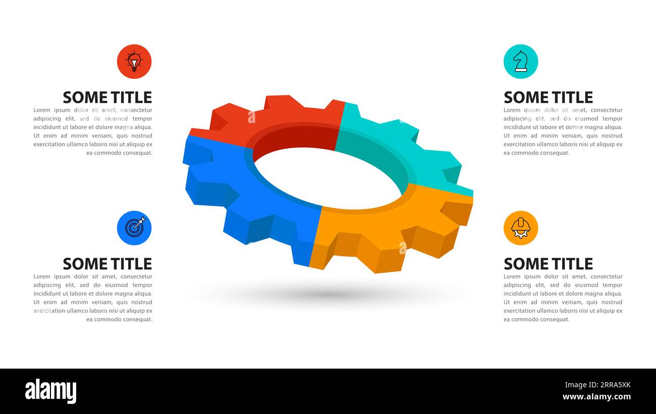 Infographic template with icons and 4 options or steps. Gear. Can be ...