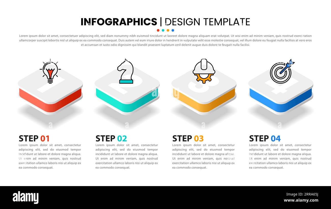 Infographic template with icons and 4 options or steps. Levitating ...