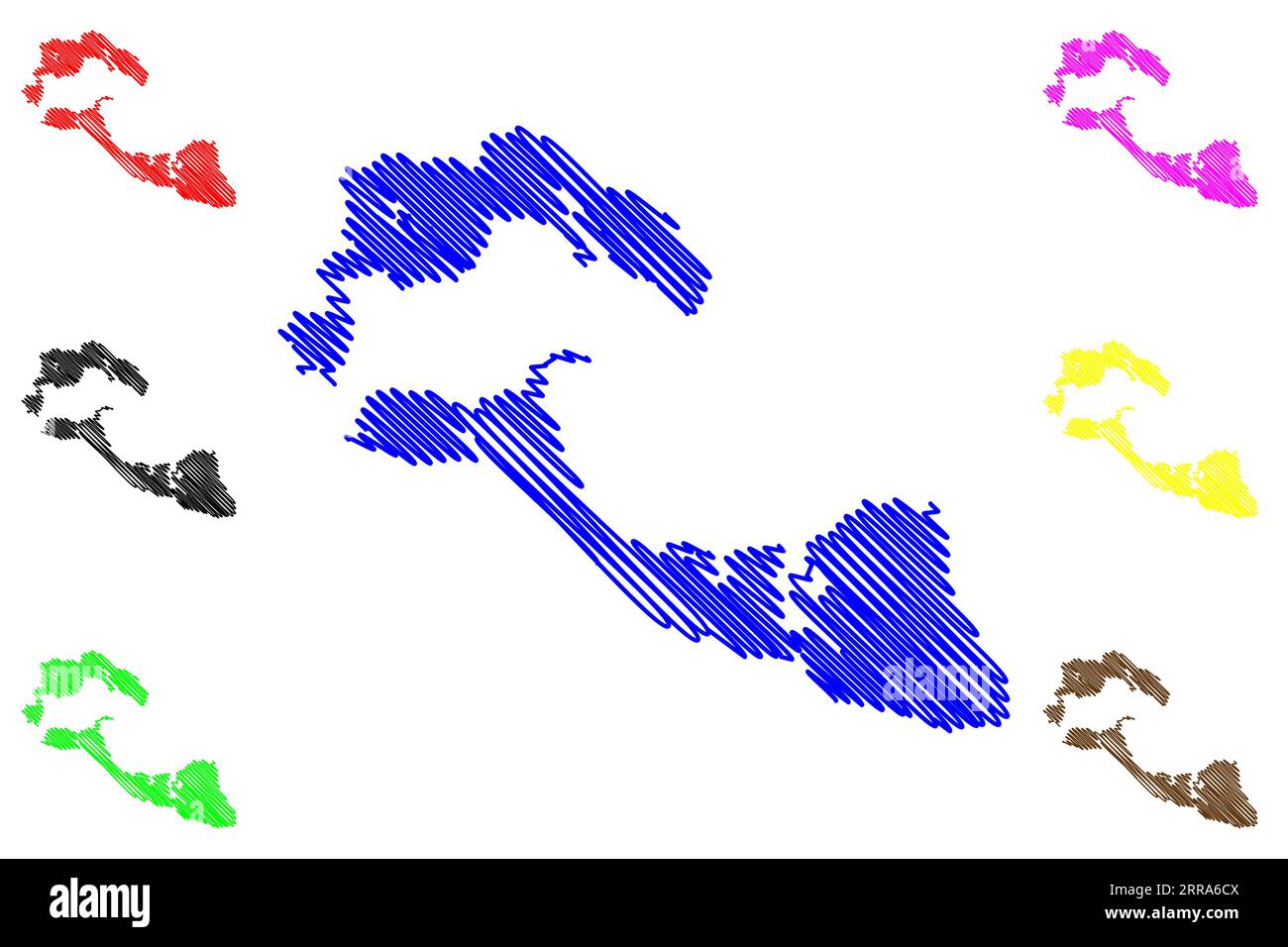 Lake Bakhtegan and Tashk (Islamic Republic of Iran, Persia) map vector illustration, scribble ...