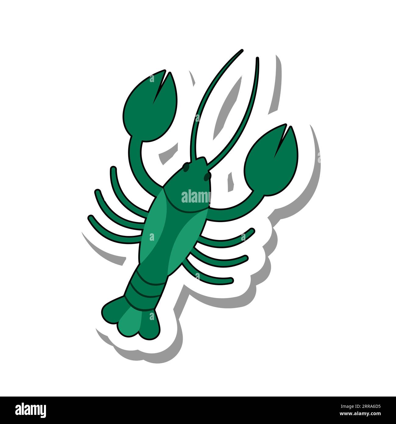 Crayfish with large claws flat paper sticker icon Stock Vector Image ...