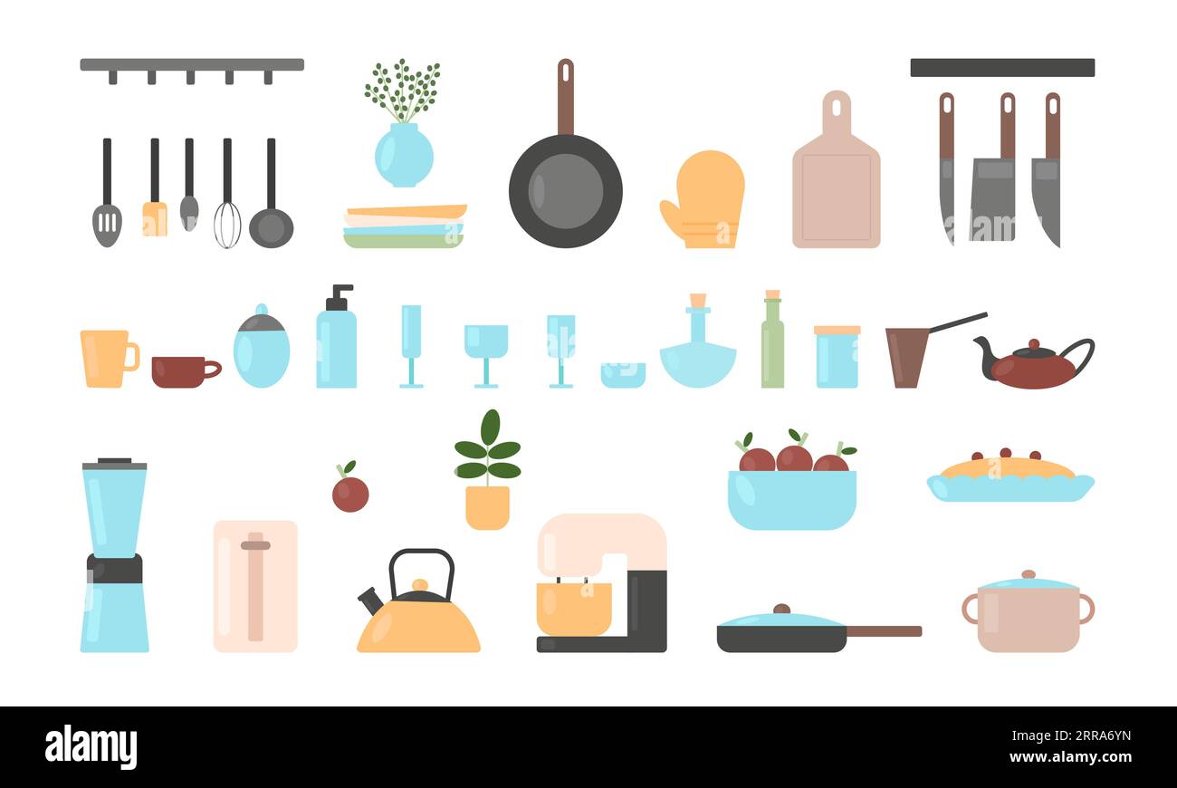 Kitchen utensils set. Kitchenware, equipment and tools for cooking ...