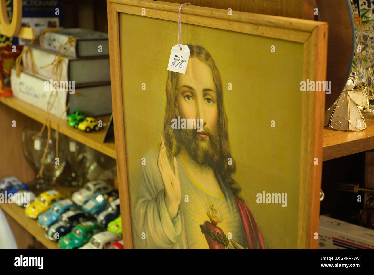 A painting of Jesus on sale at an antique store in Bay City Michigan ...