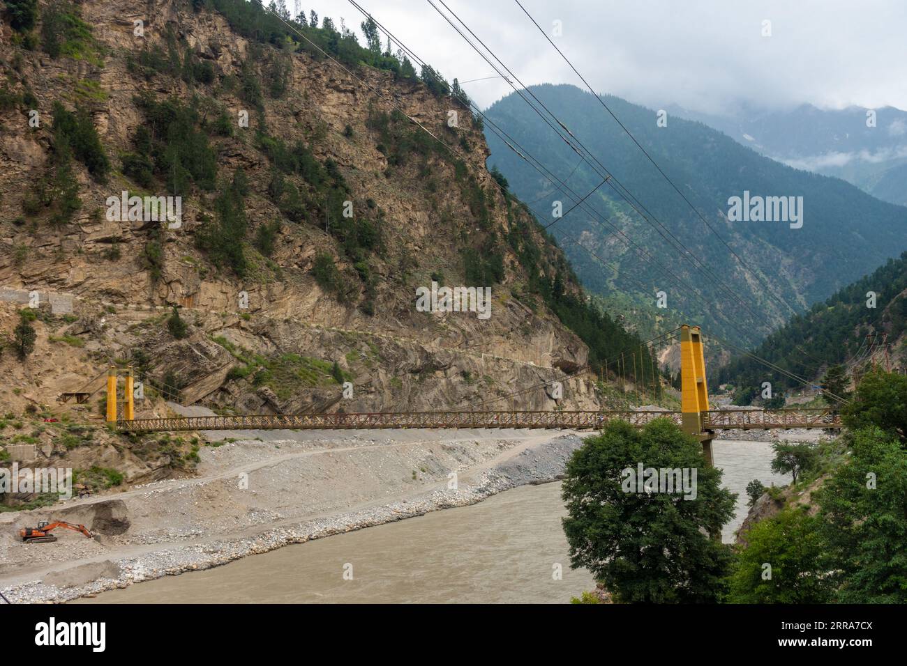 Powari Bridge over Satluj river in Kalpa Tehsil in Kinnaur District of ...