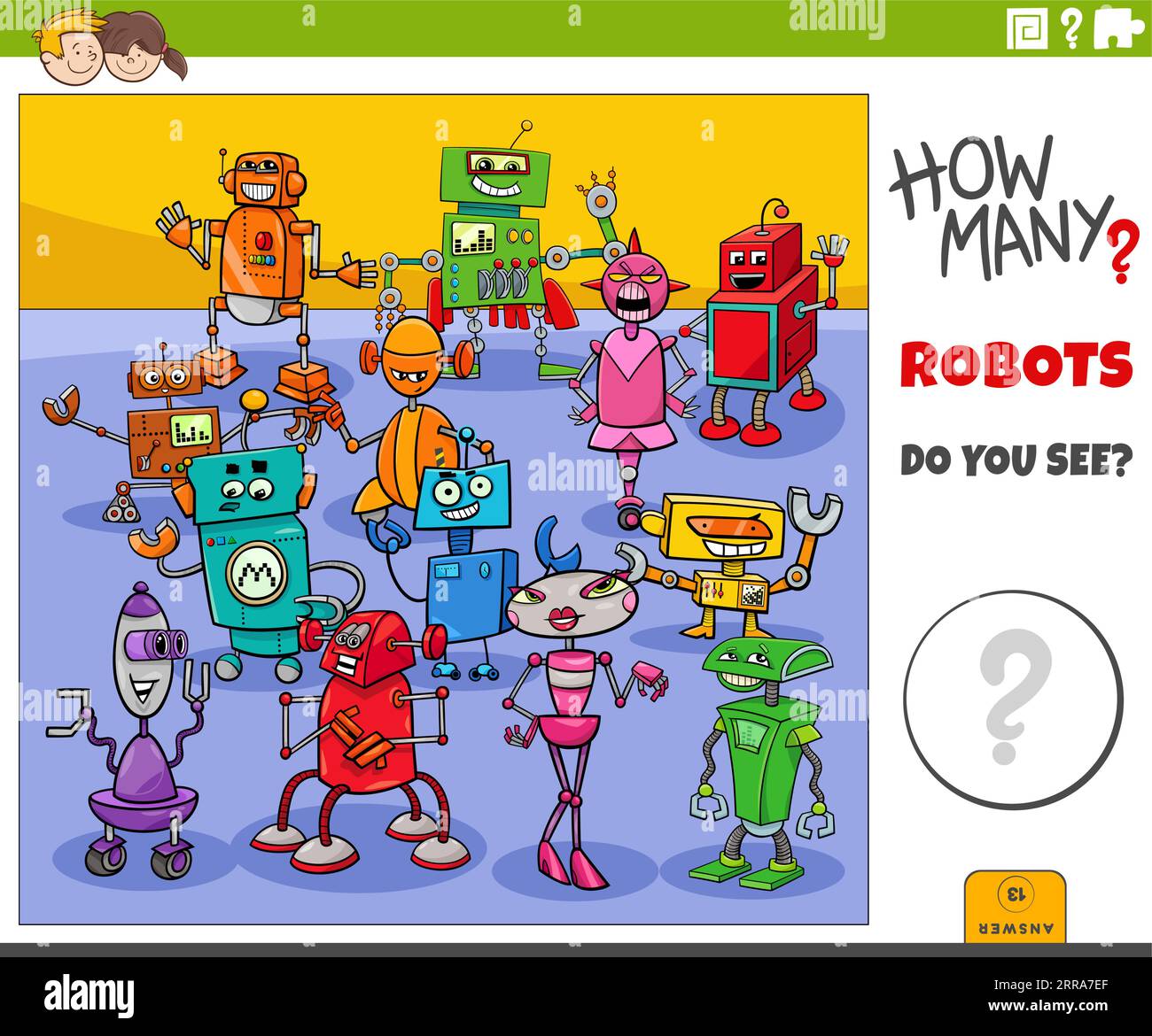 Illustration of educational counting activity for children with cartoon ...