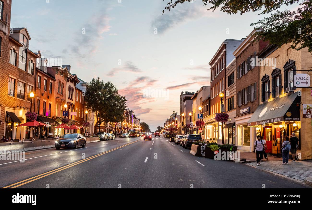 Traditional Architecture at Night in Georgetown Washington DC USA Stock ...