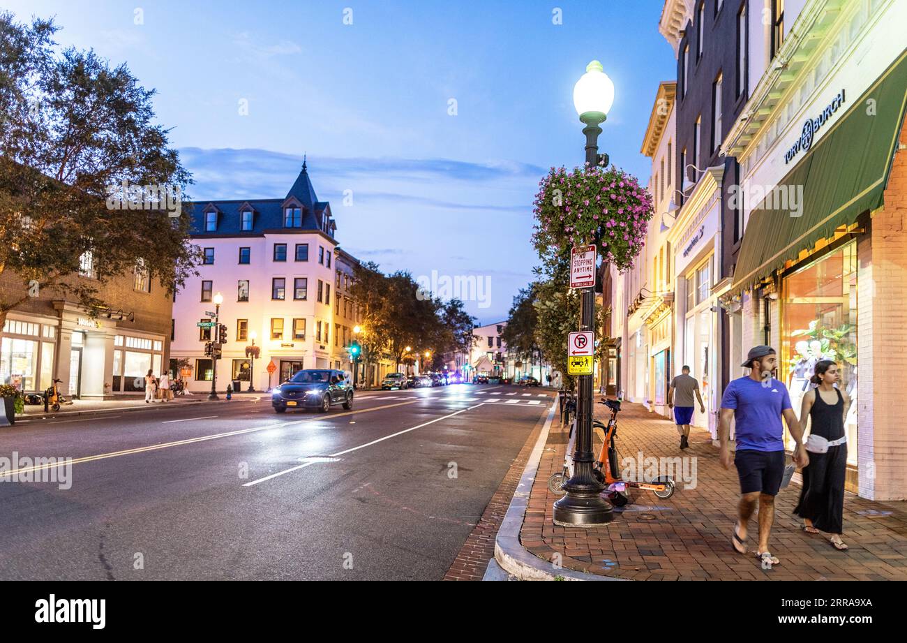 Traditional Architecture at Night in Georgetown Washington DC USA Stock ...