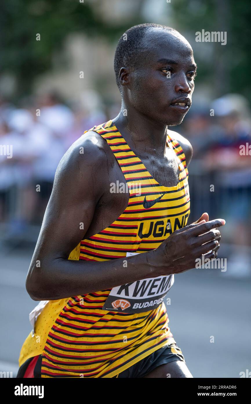 Andrew Rotich Kemoi of Uganda competing in the men’s marathon on day 9 ...