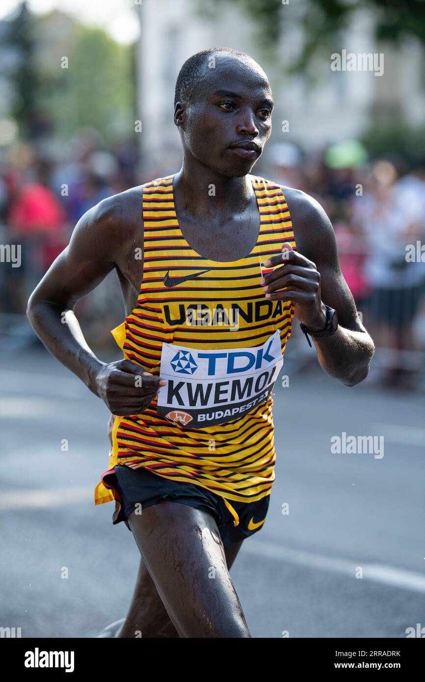 Andrew Rotich Kemoi of Uganda competing in the men’s marathon on day 9 ...