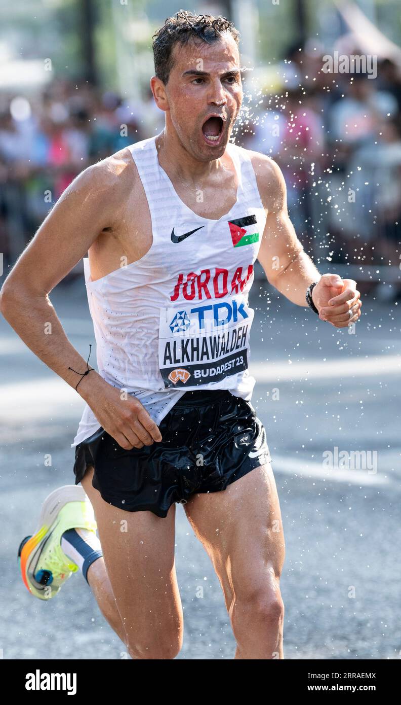 Moath Alkhawaldeh of Jordan competing in the men’s marathon on day 9 of ...