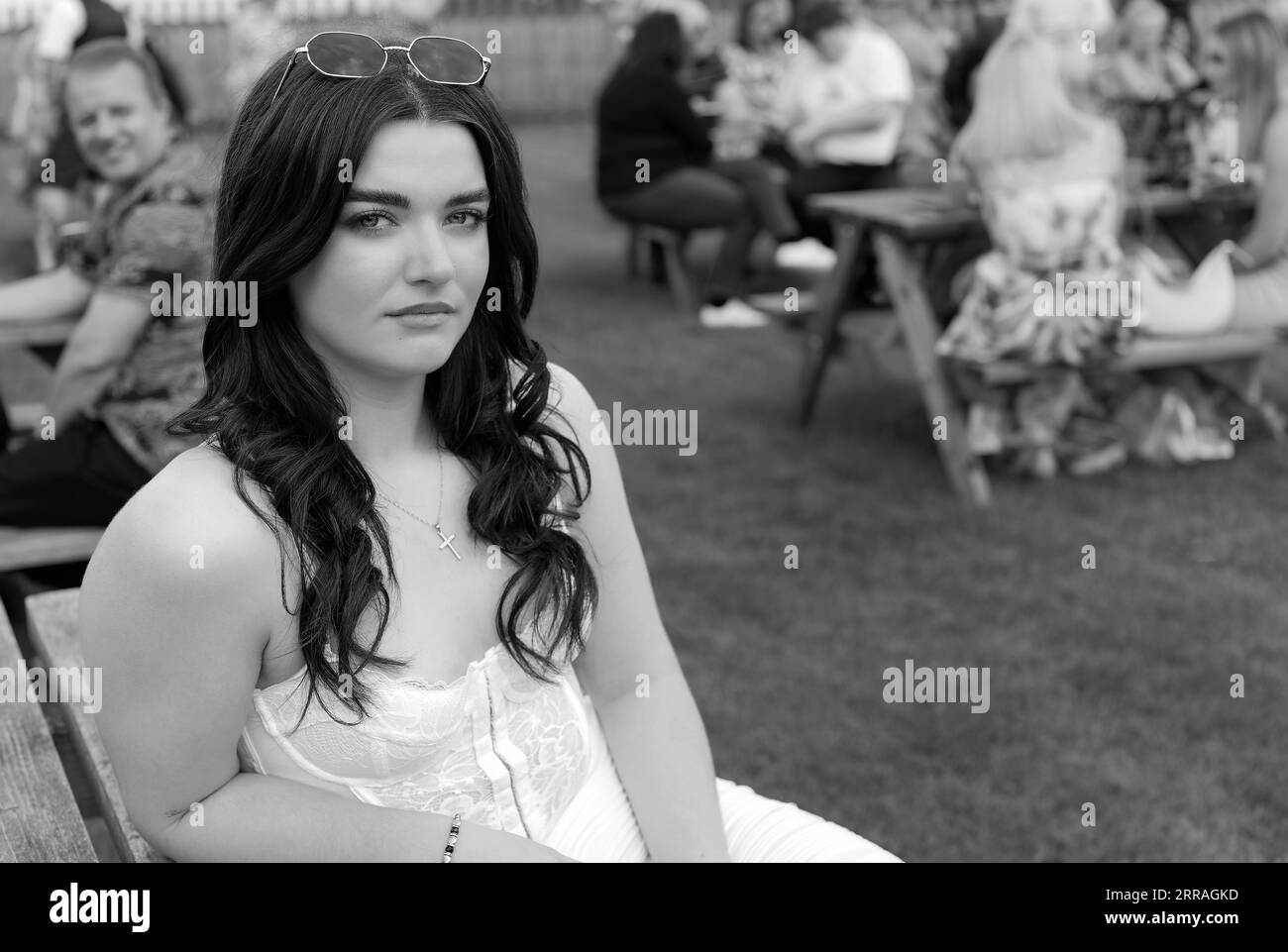 Candid portrait of beautiful woman in fashionable clothes enjoys Ladies ...