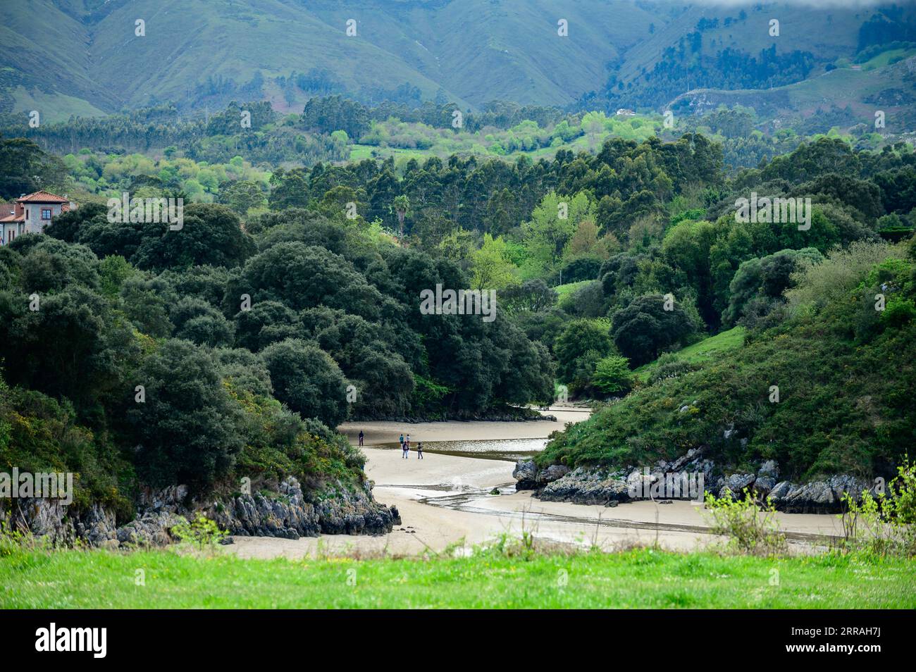 View on Playa de Poo during low tide near Llanes, Green coast of ...