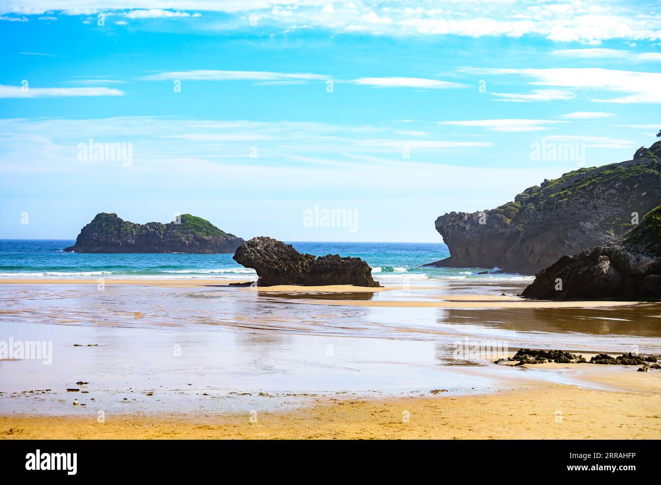 View on Playa de Palombina Las Camaras in Celorio village, Green coast ...