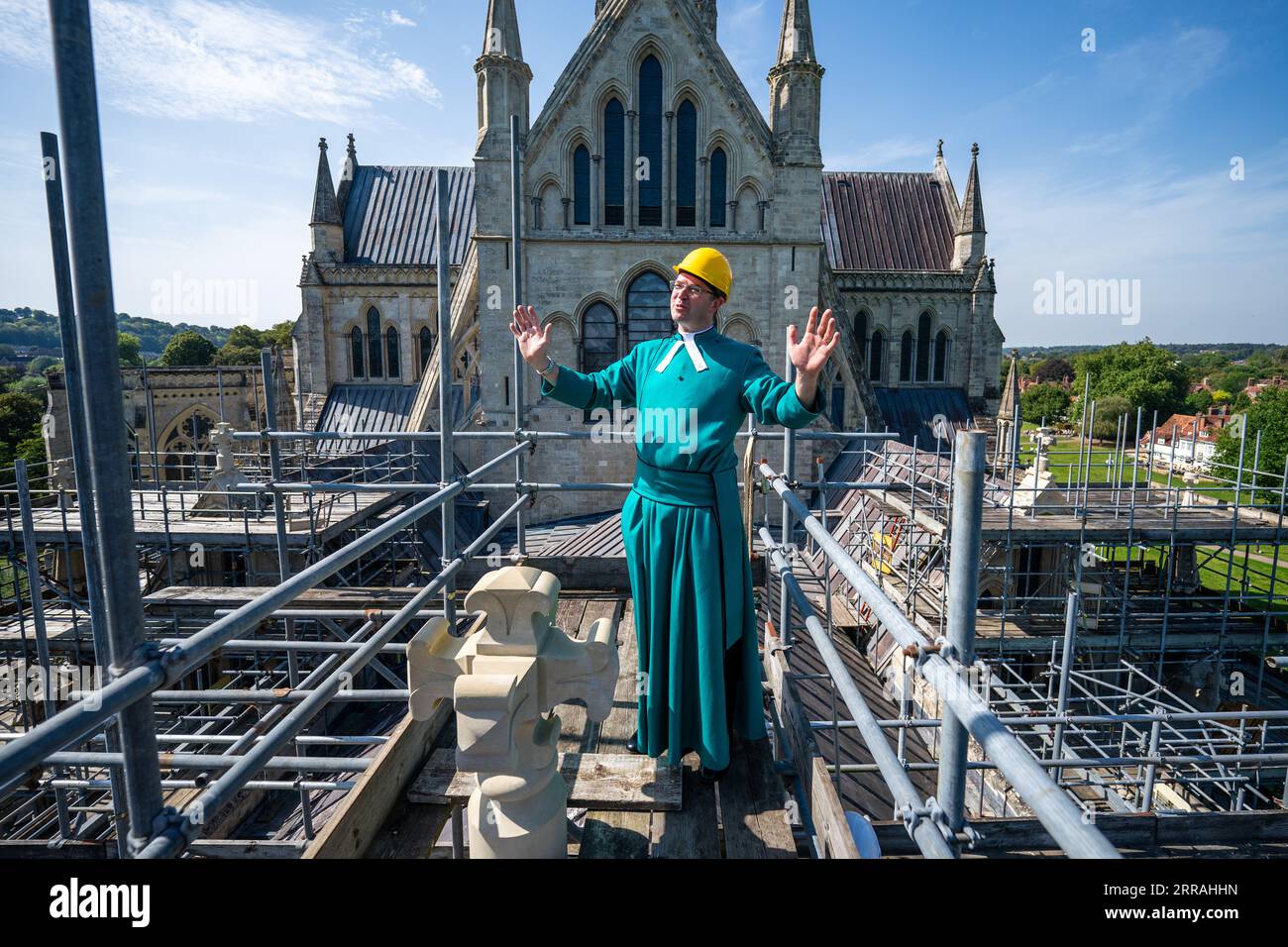 Canon Kenneth Padley, on the East End of Salisbury Cathedral where a ...