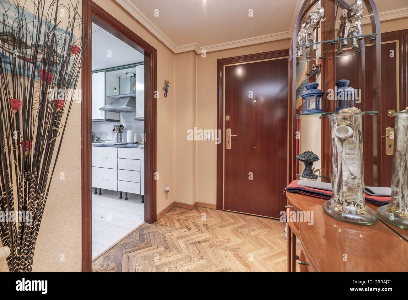 Hall of a house decorated with accessories adorned with a sideboard ...