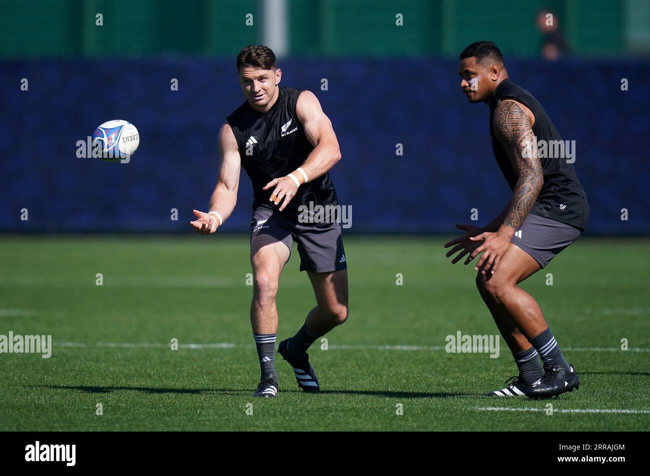 New Zealand's Beauden Barrett (left) and Shannon Frizell during the ...