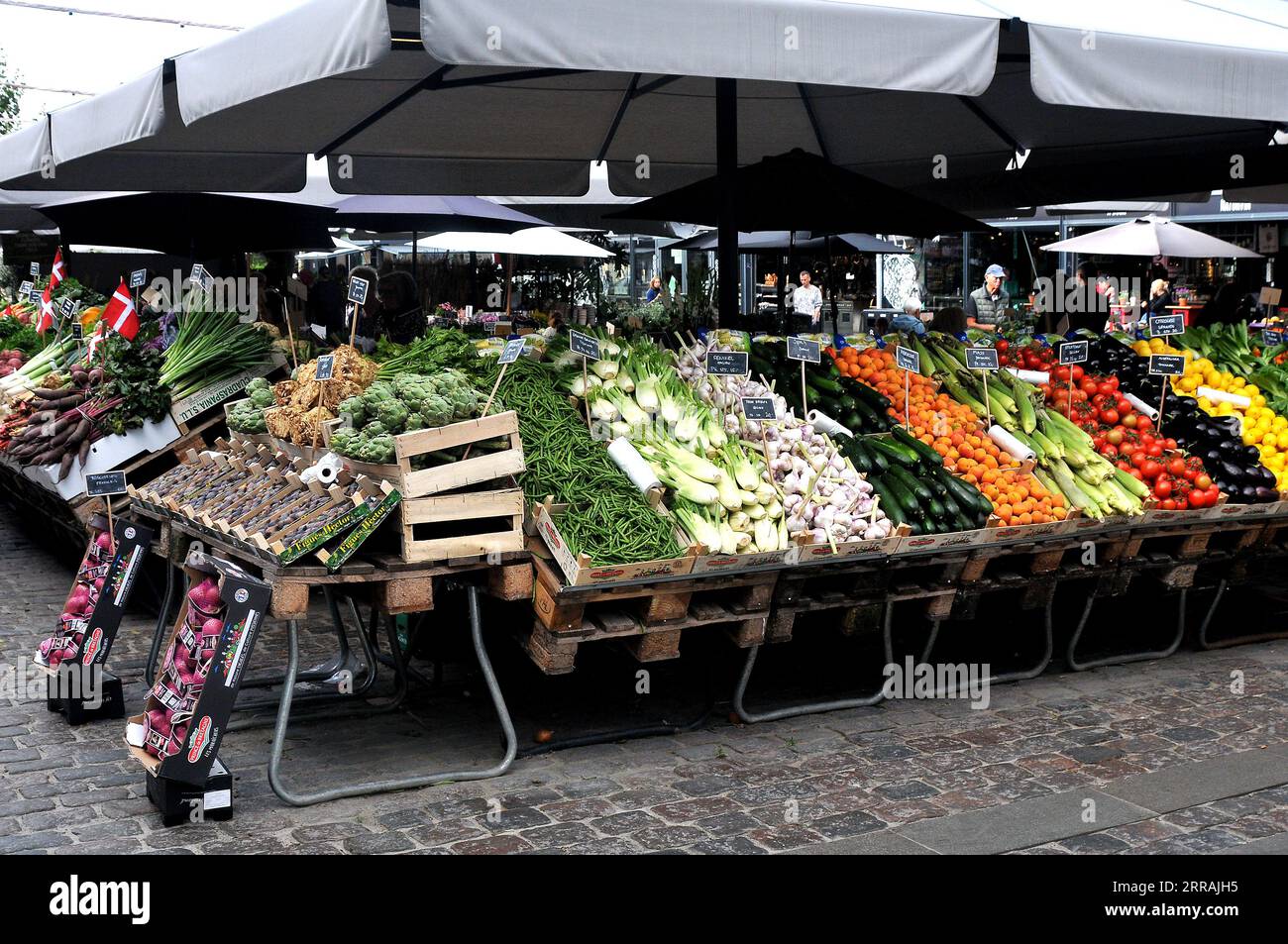 07 Srpt. 2023/ Vegetable and fruit shoppers at farmers market in danish ...