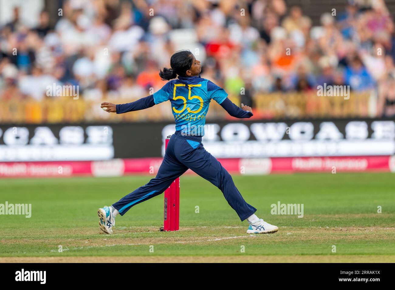Udeshika Prabodhani bowling for Sri Lanka in the third Vitality IT20 ...