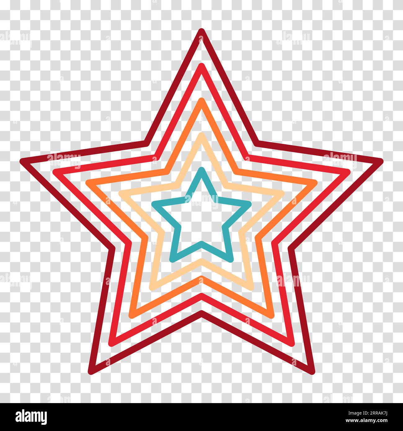 Colorful rating star in retro style on a transparent background ...