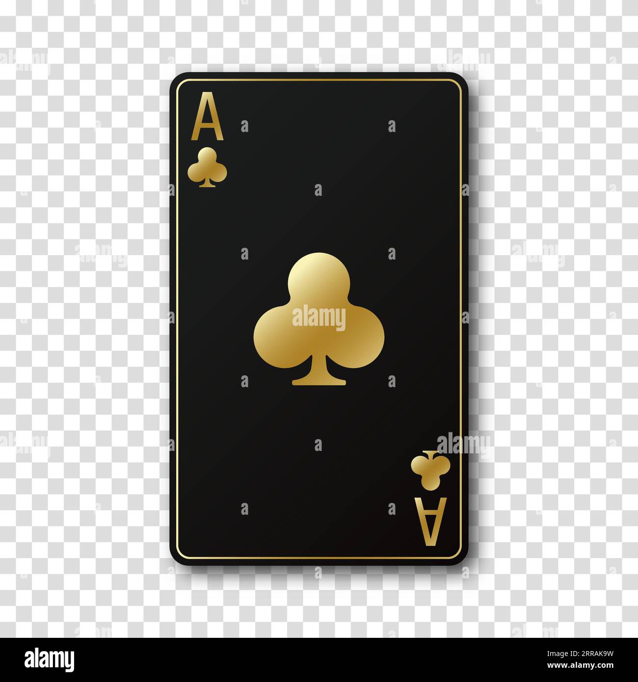 A black card with a gold plated card suit. Ace of clubs on a ...