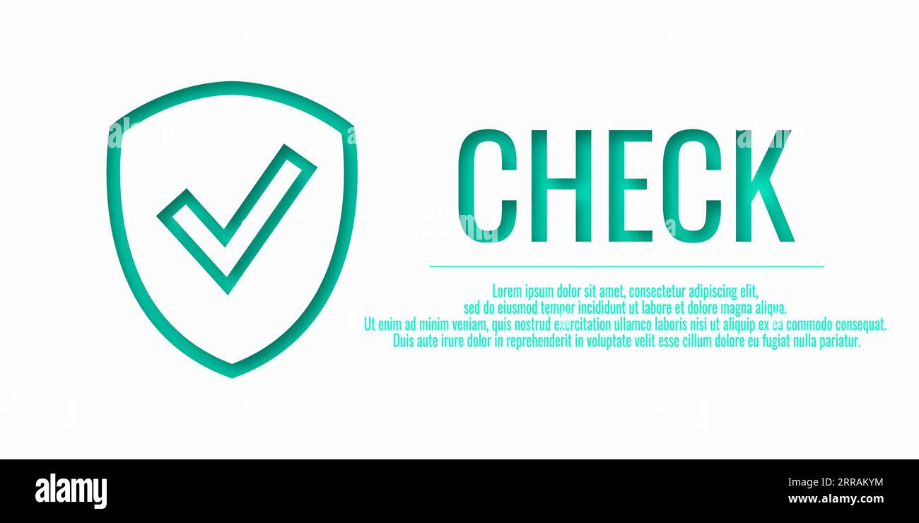 Shield with word CHECK. Safe information. Copy space. Place for your ...